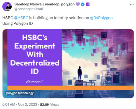 HSBC and Polygon ID develop self-sovereign decentralized identity solution